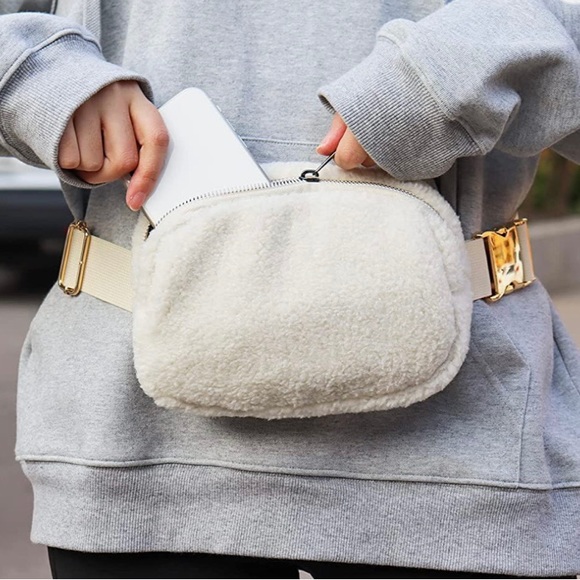 Neholef | Bags | Fleece Belt Bagcrossbody Bag With Gold Hardware | Poshmark